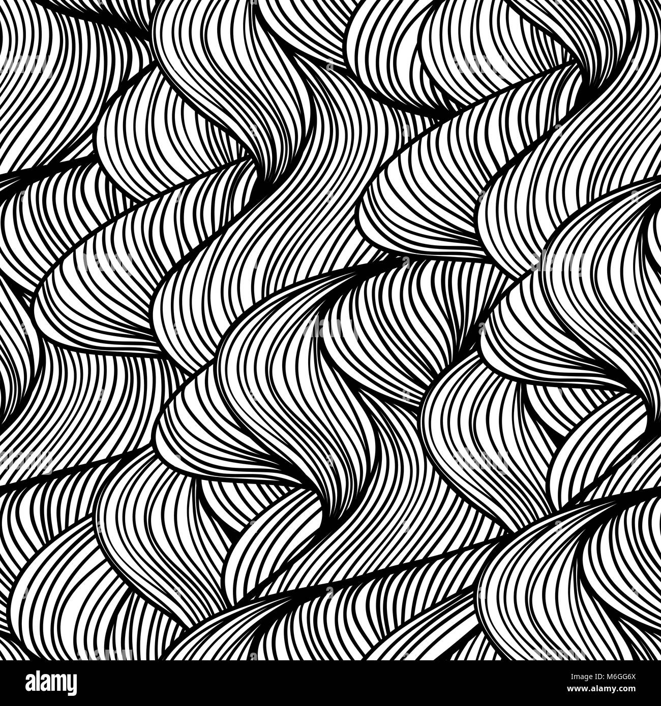 Seamless abstract wave hand-drawn pattern Stock Vector Image & Art - Alamy
