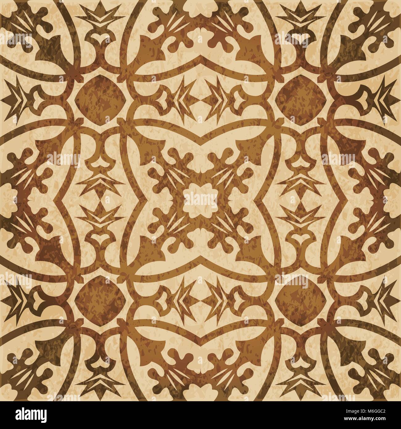 Retro brown watercolor texture grunge seamless background flower vine ...