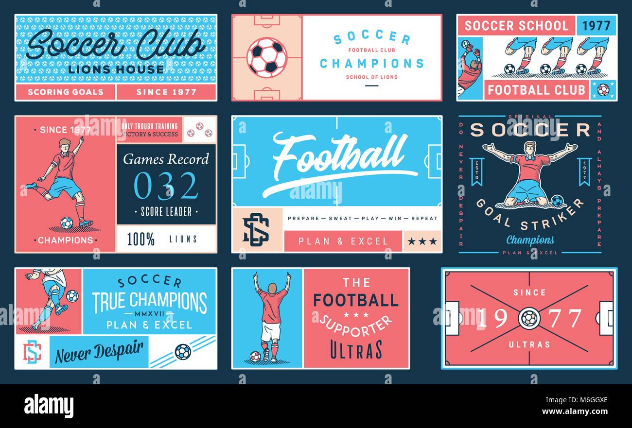 It's a colored vector collection of soccer badges and labels Stock ...