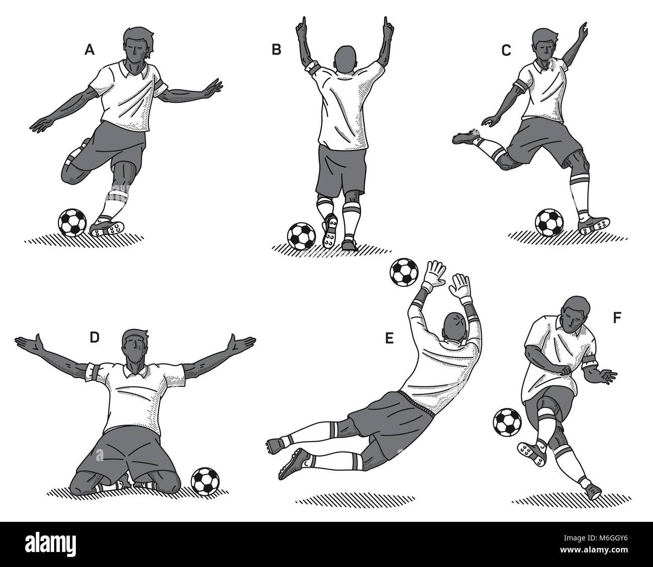 It's black on white background vector illustration set of soccer ...
