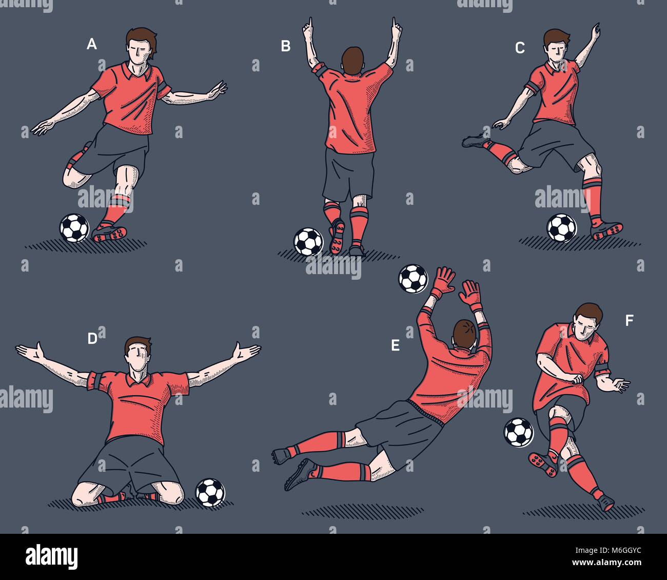It's a colored vector illustration set of isolated soccer players in ...
