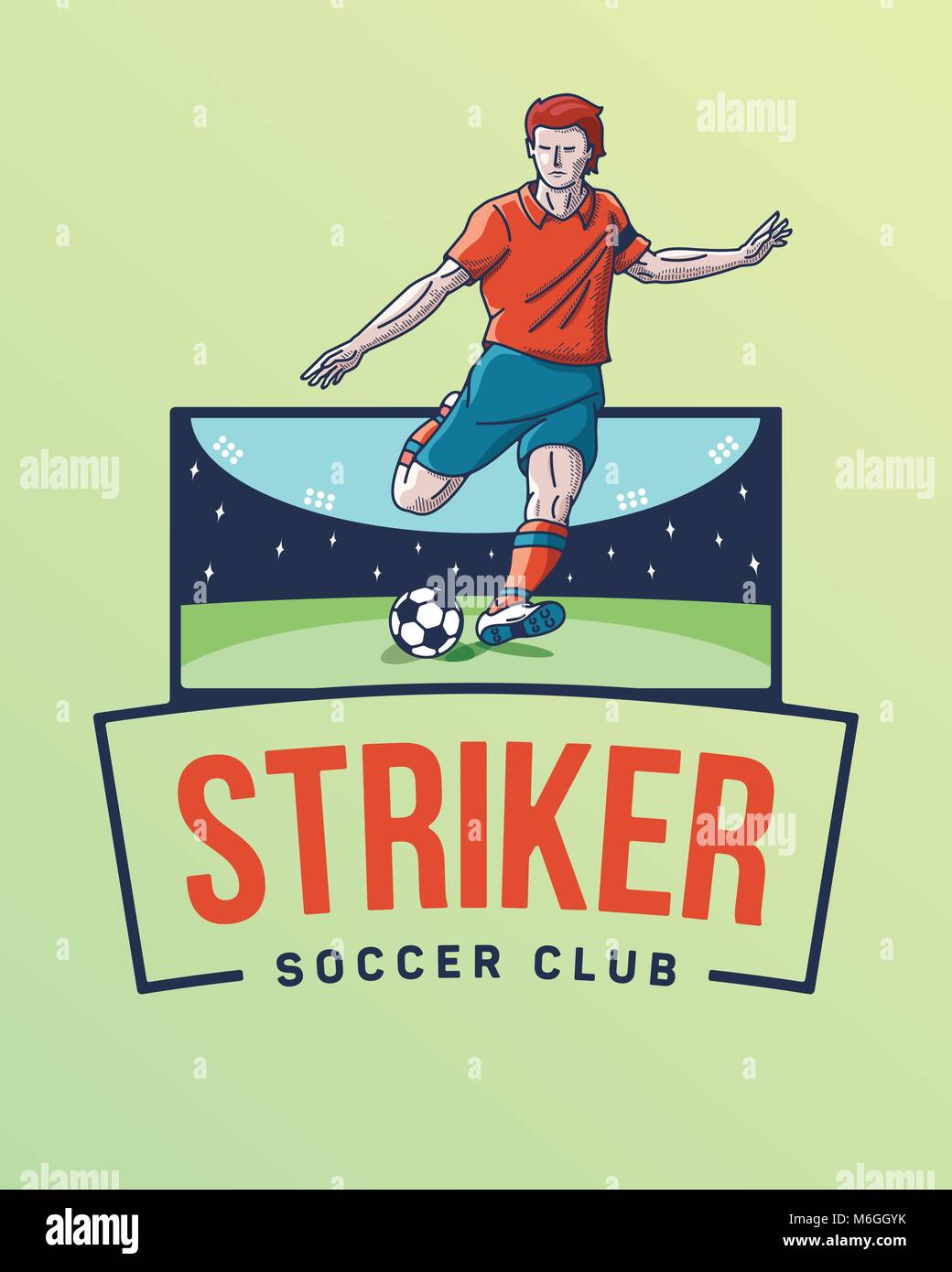 The goal striker is a vector illustration depicting a soccer player ...