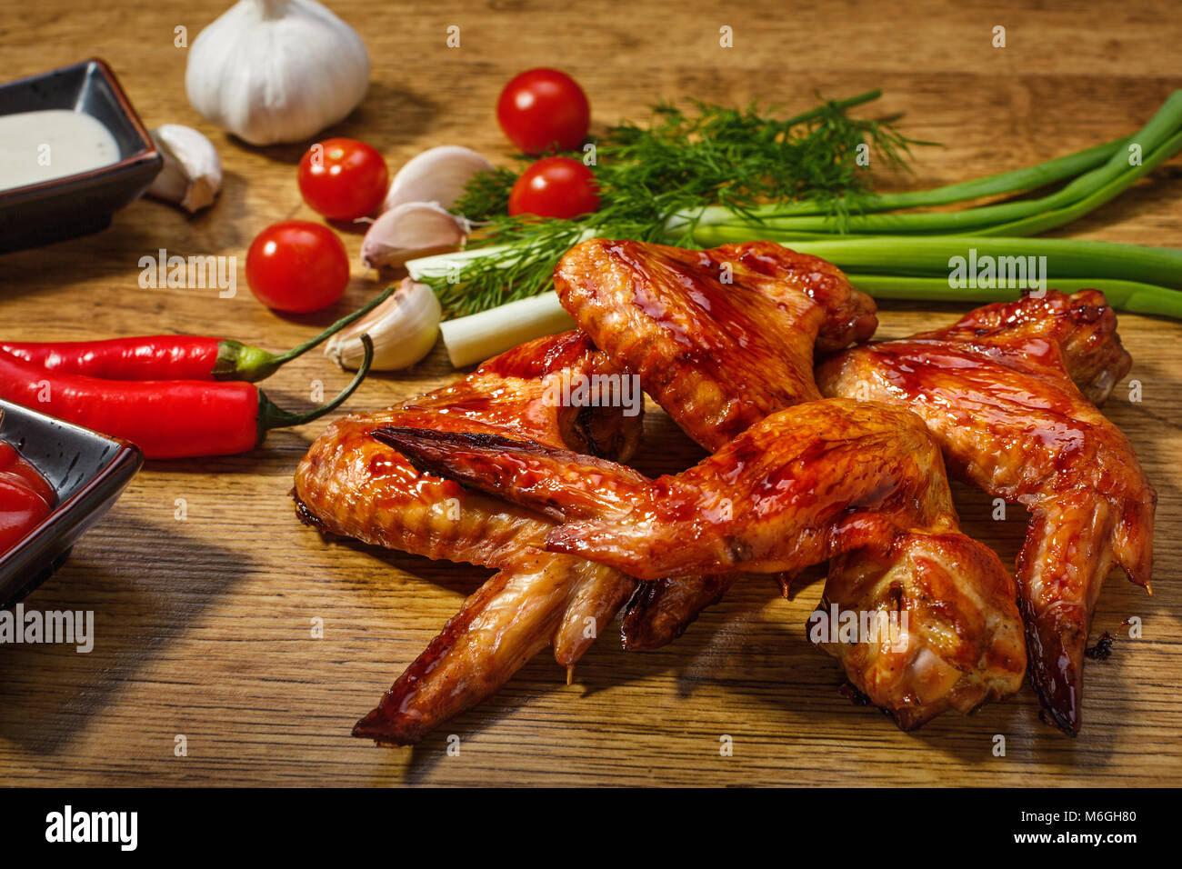 Fried chicken wings vegetables hi-res stock photography and images - Alamy
