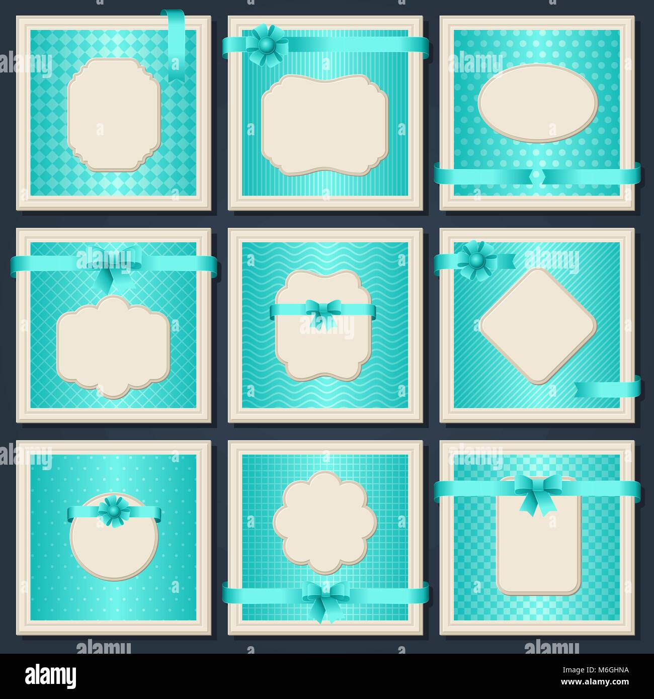 Vintage patterned cards with gift bows and ribbons Stock Vector Image ...