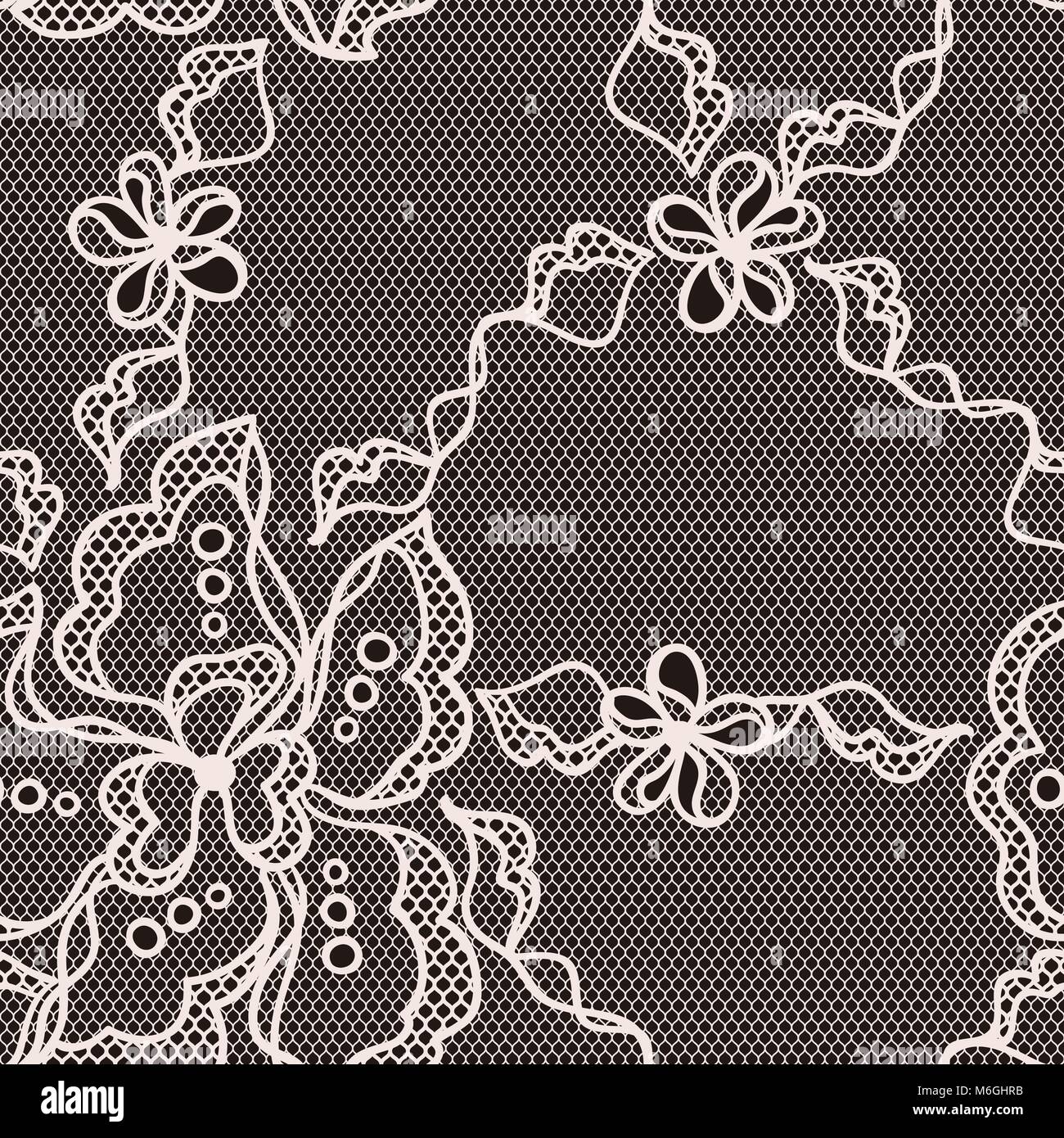 Lace fabric seamless pattern with abstract flowers Stock Vector Image ...