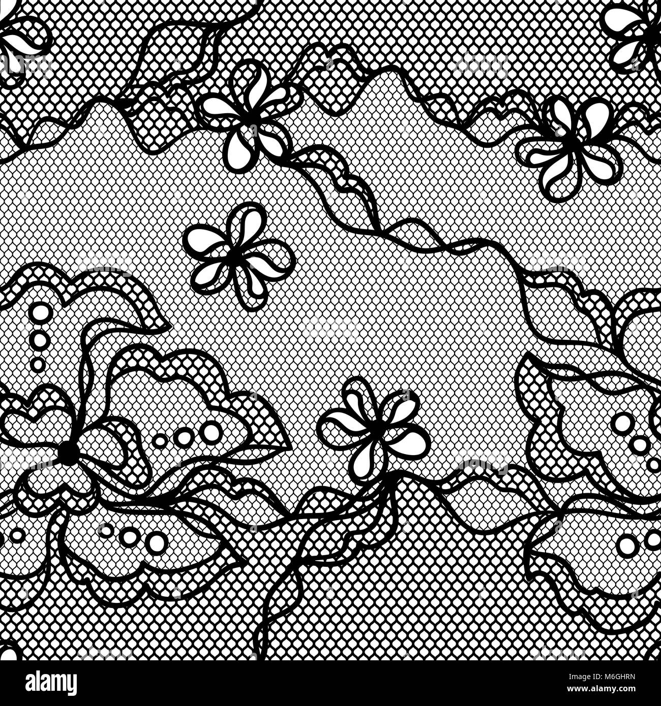 Lace fabric seamless pattern with abstract flowers Stock Vector Image ...