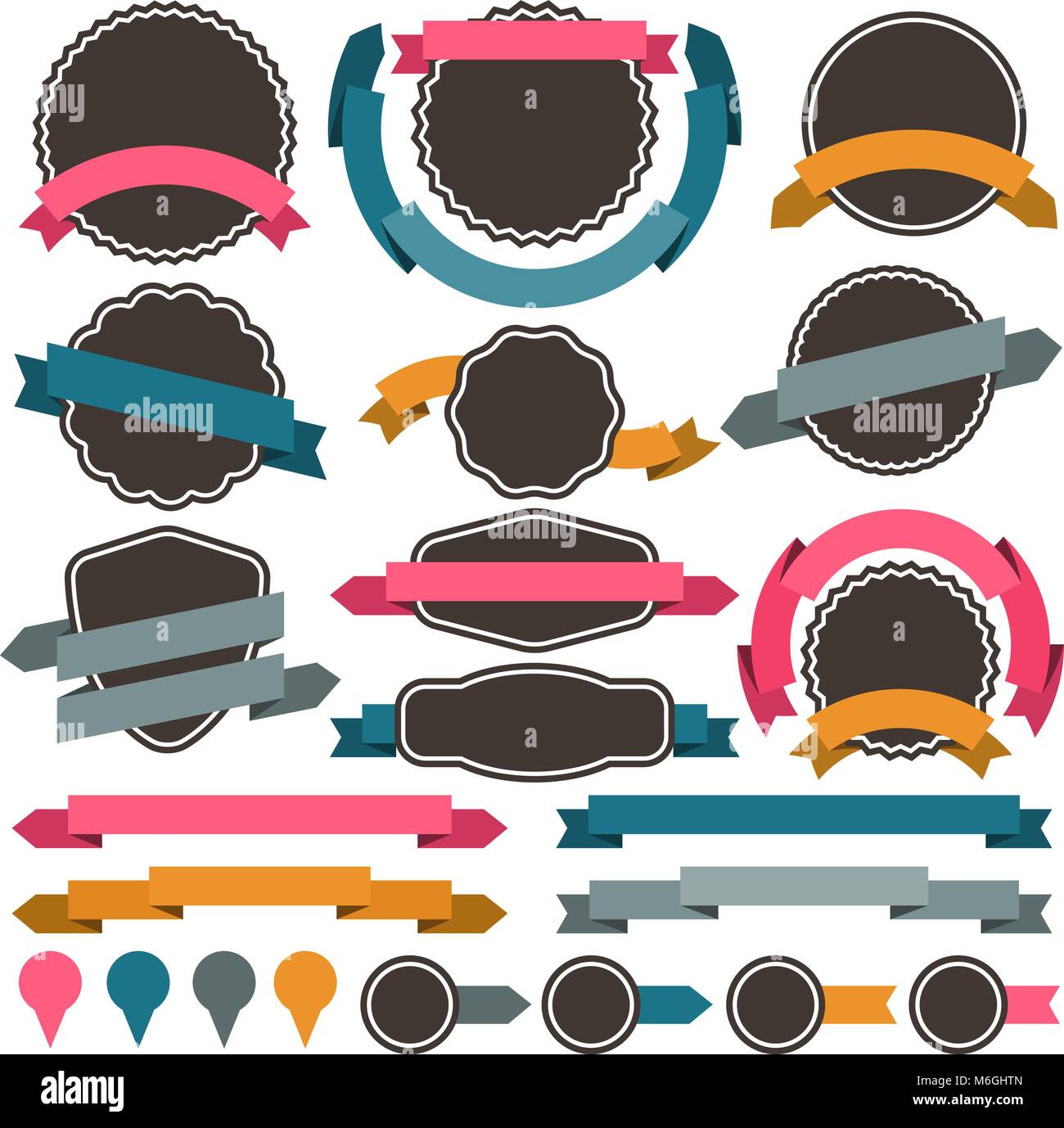 Set of retro badges, labels, ribbons and design elements Stock Vector ...