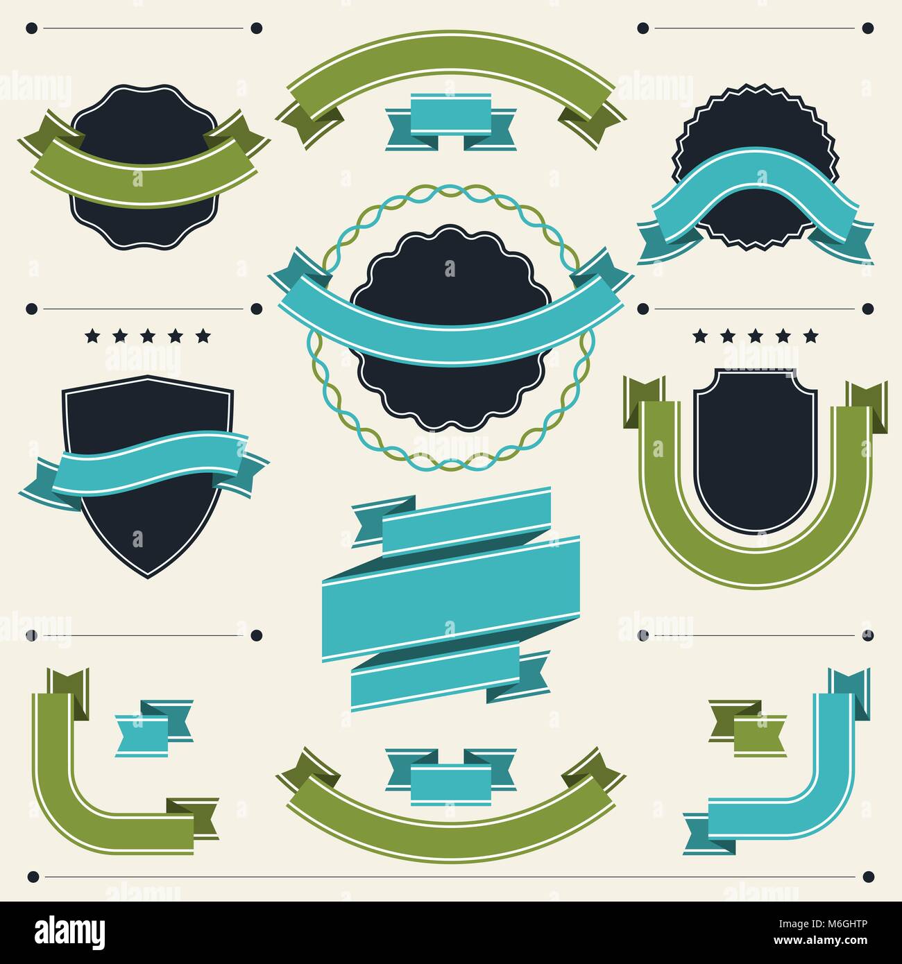 Set of retro badges, labels, ribbons and design elements Stock Vector ...