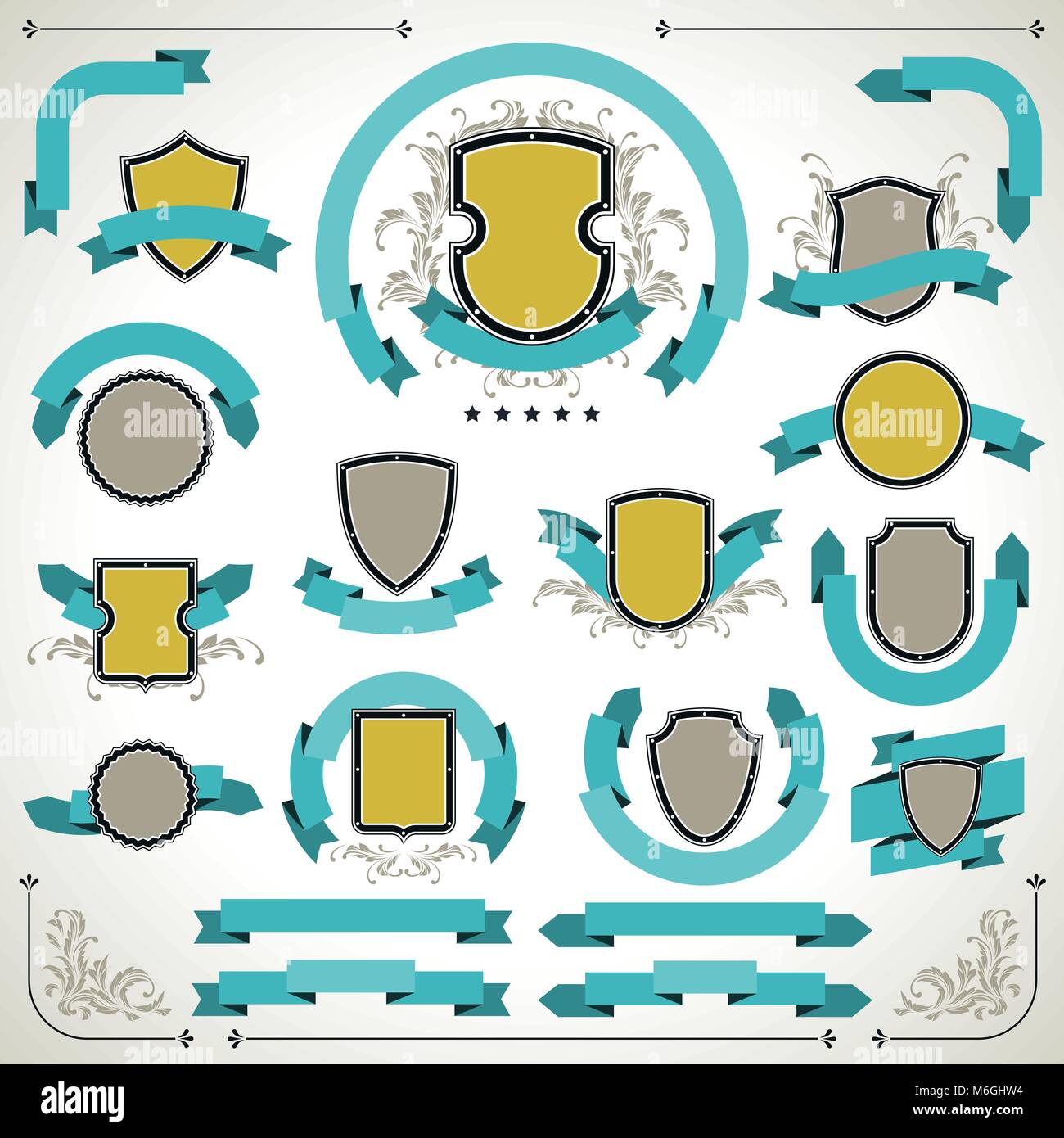 Vintage labels, shields and ribbons retro style set Stock Vector Image ...