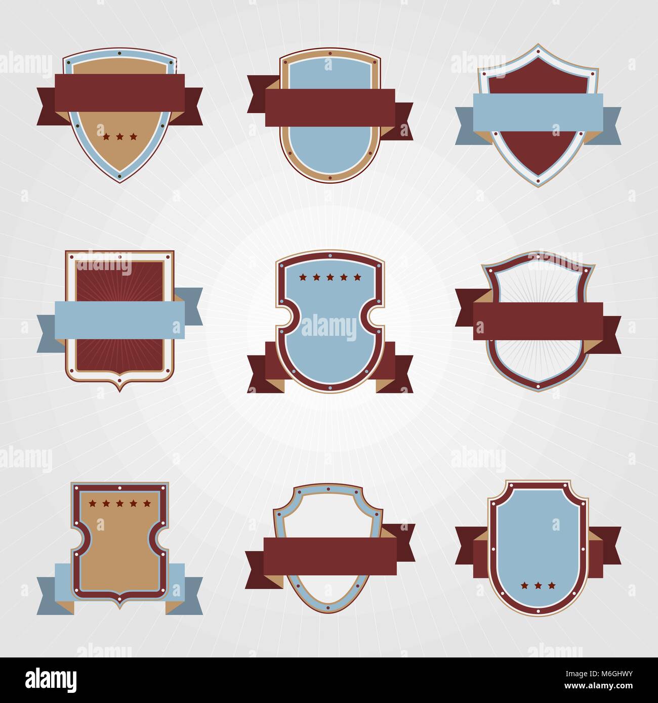 Vintage heraldry shields and ribbons retro style set Stock Vector Image ...