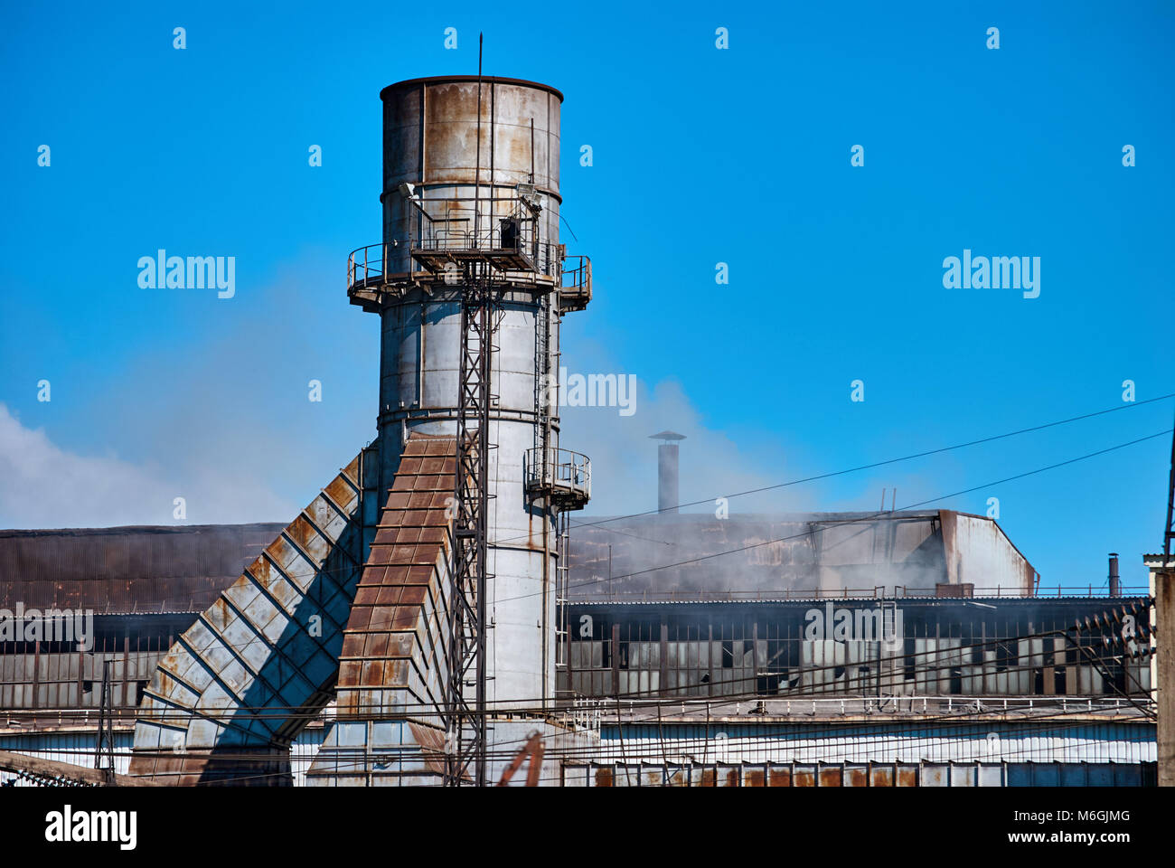 Huge pipe of the dedusting and air purification system of the blast ...