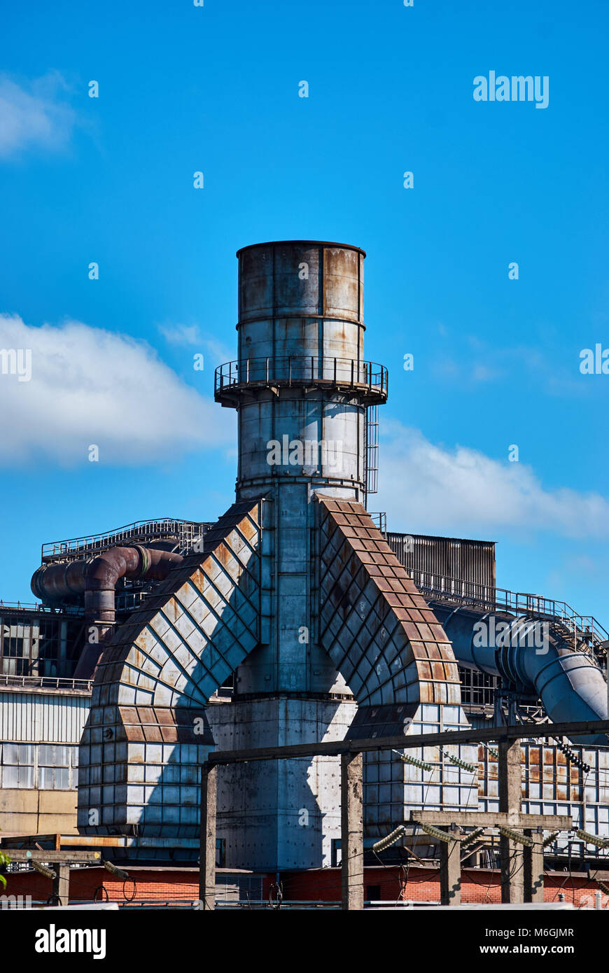 Huge pipe of the dedusting and air purification system of the blast ...