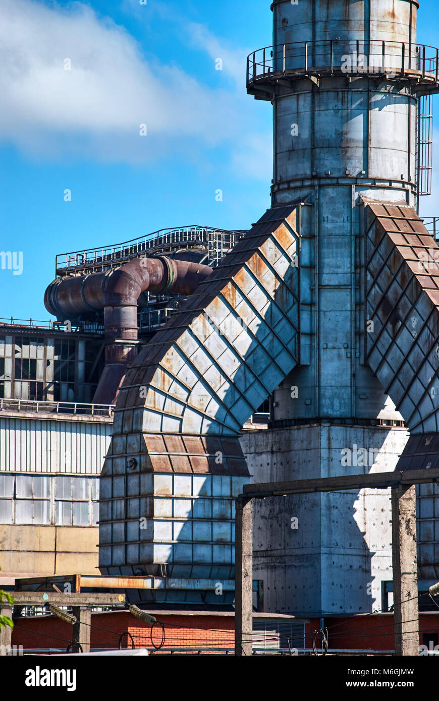 Huge pipe of the dedusting and air purification system of the blast ...
