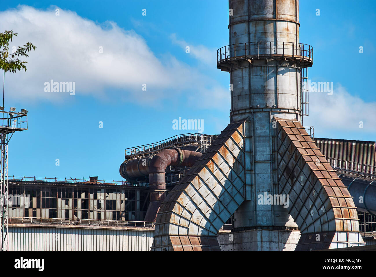 Huge pipe of the dedusting and air purification system of the blast ...