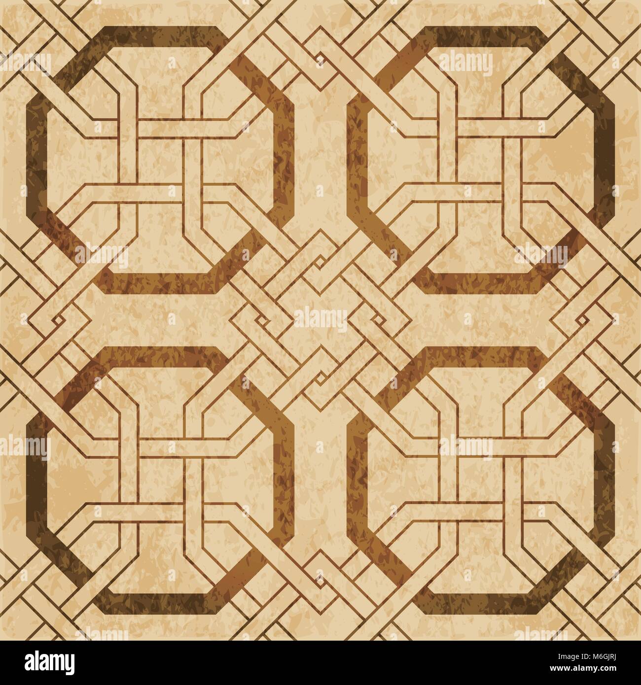 Retro brown watercolor texture grunge seamless background octagon frame ...