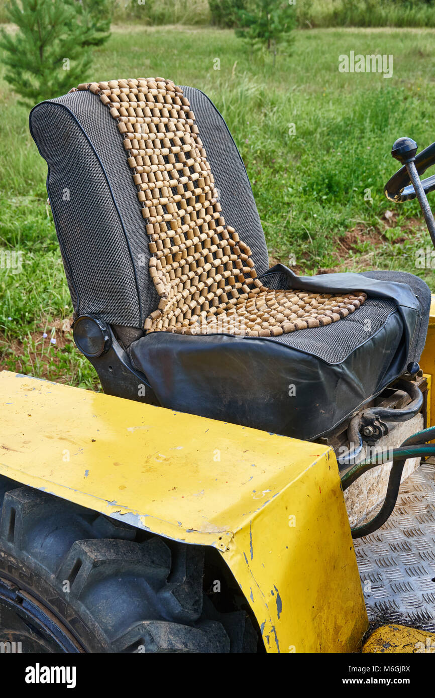Self-made wheeled tractor assembled from different car parts Stock ...