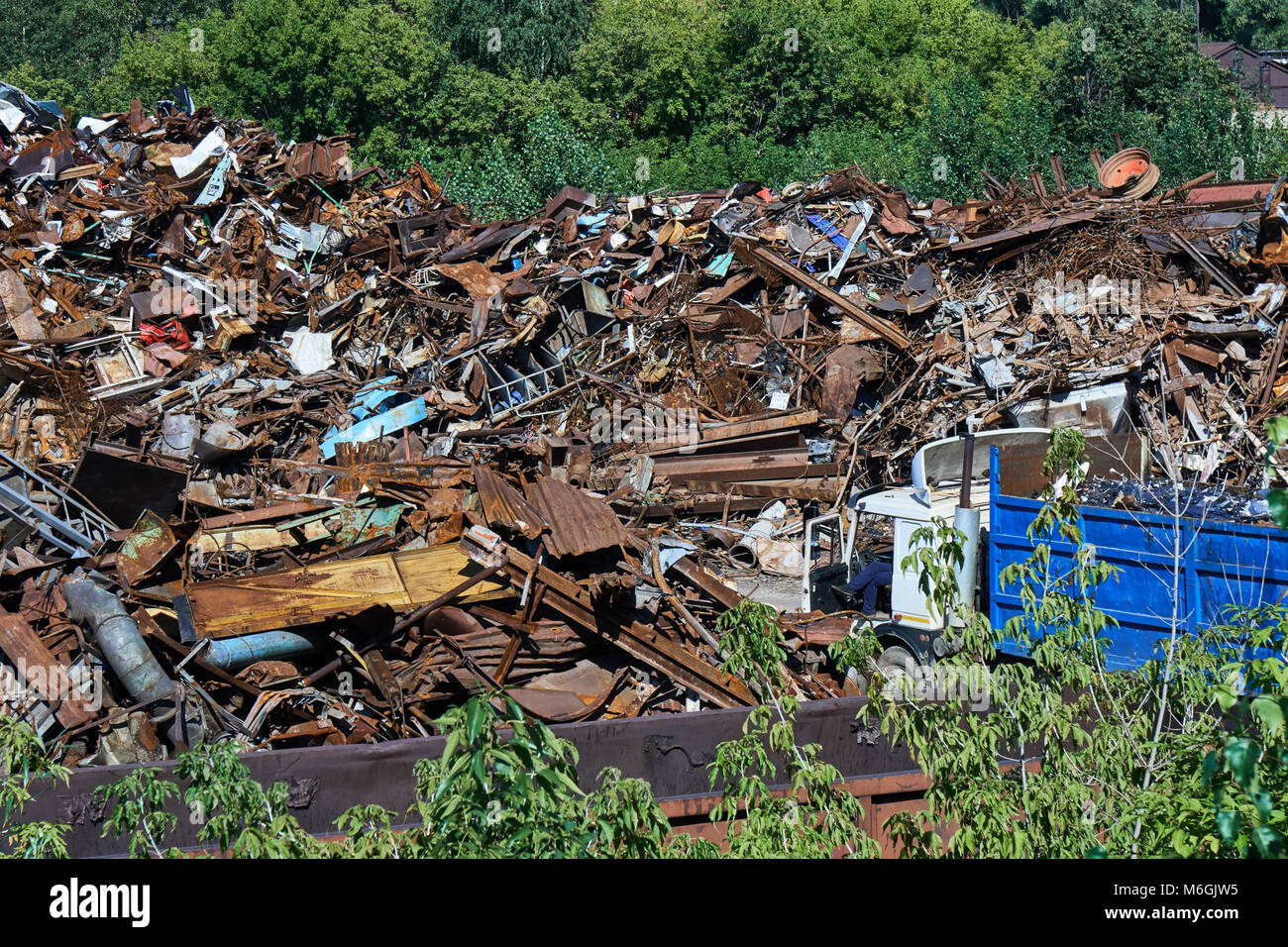 Scrap metal dump for recycling on metallurgical plant territory Stock ...