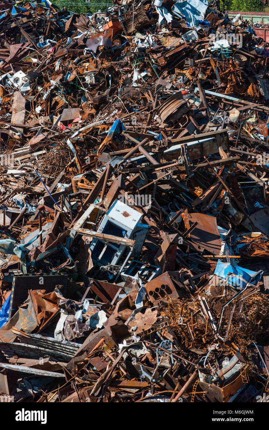 Scrap metal dump for recycling on metallurgical plant territory Stock ...