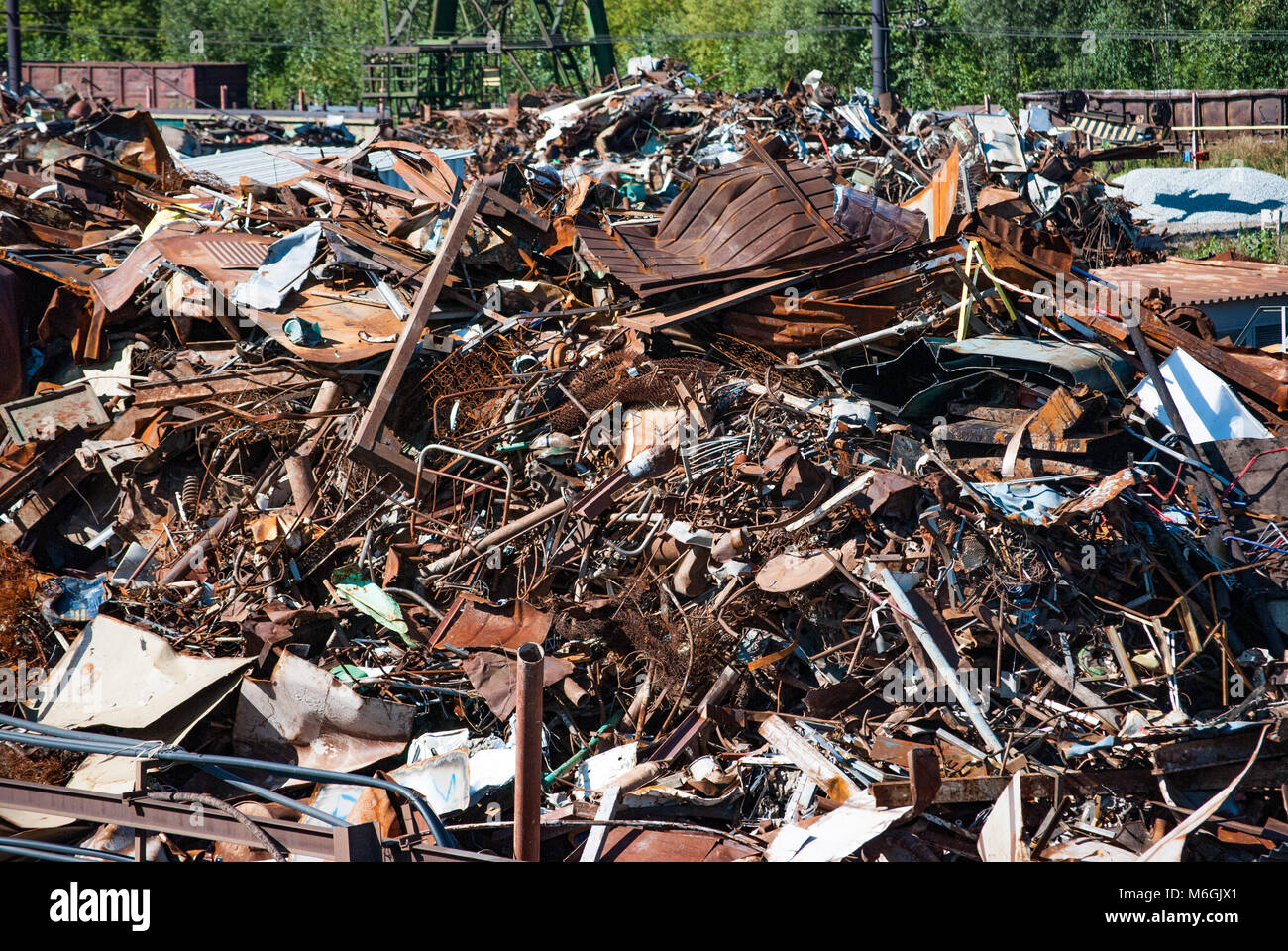 Scrap metal dump for recycling on metallurgical plant territory Stock ...
