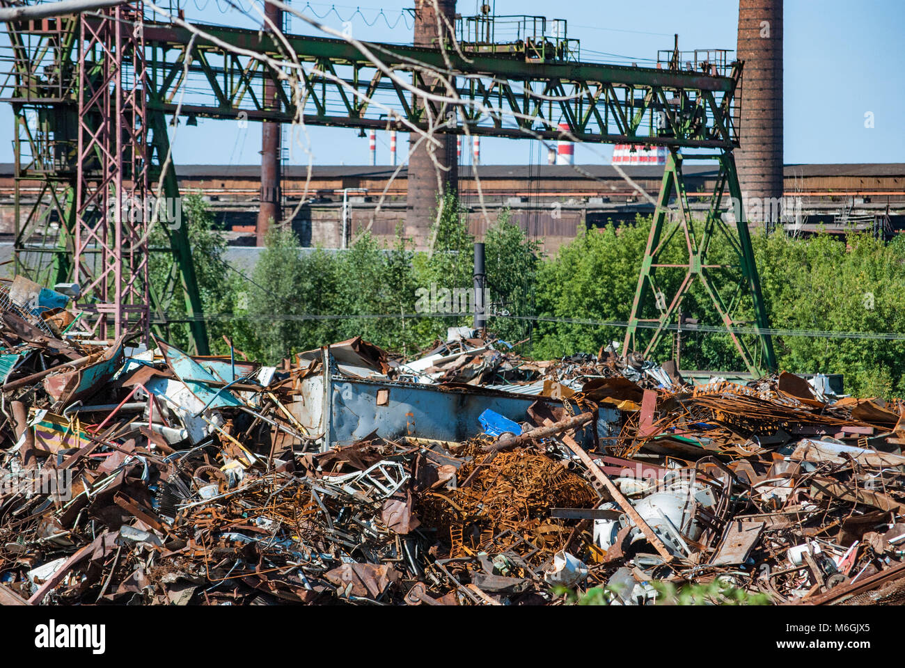 Scrap metal dump for recycling on metallurgical plant territory Stock ...