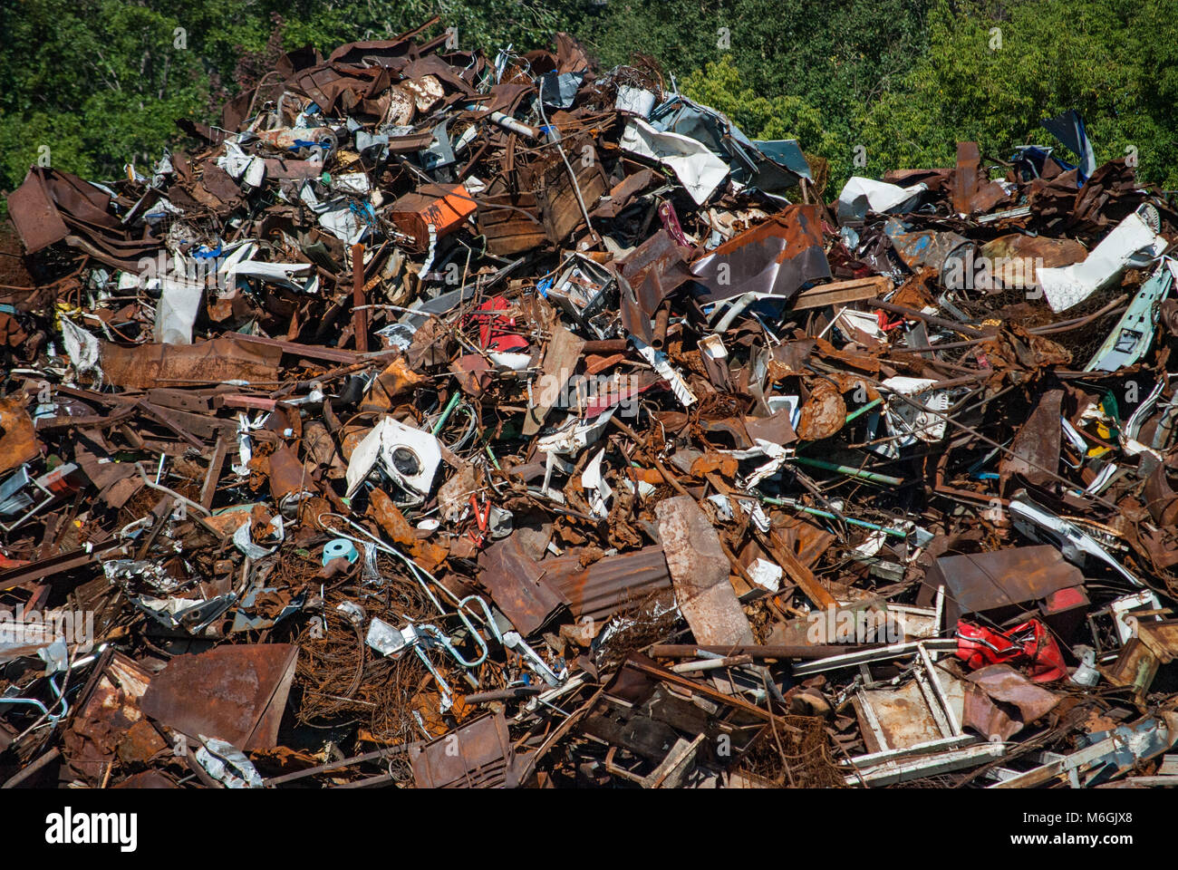 Scrap metal dump for recycling on metallurgical plant territory Stock ...