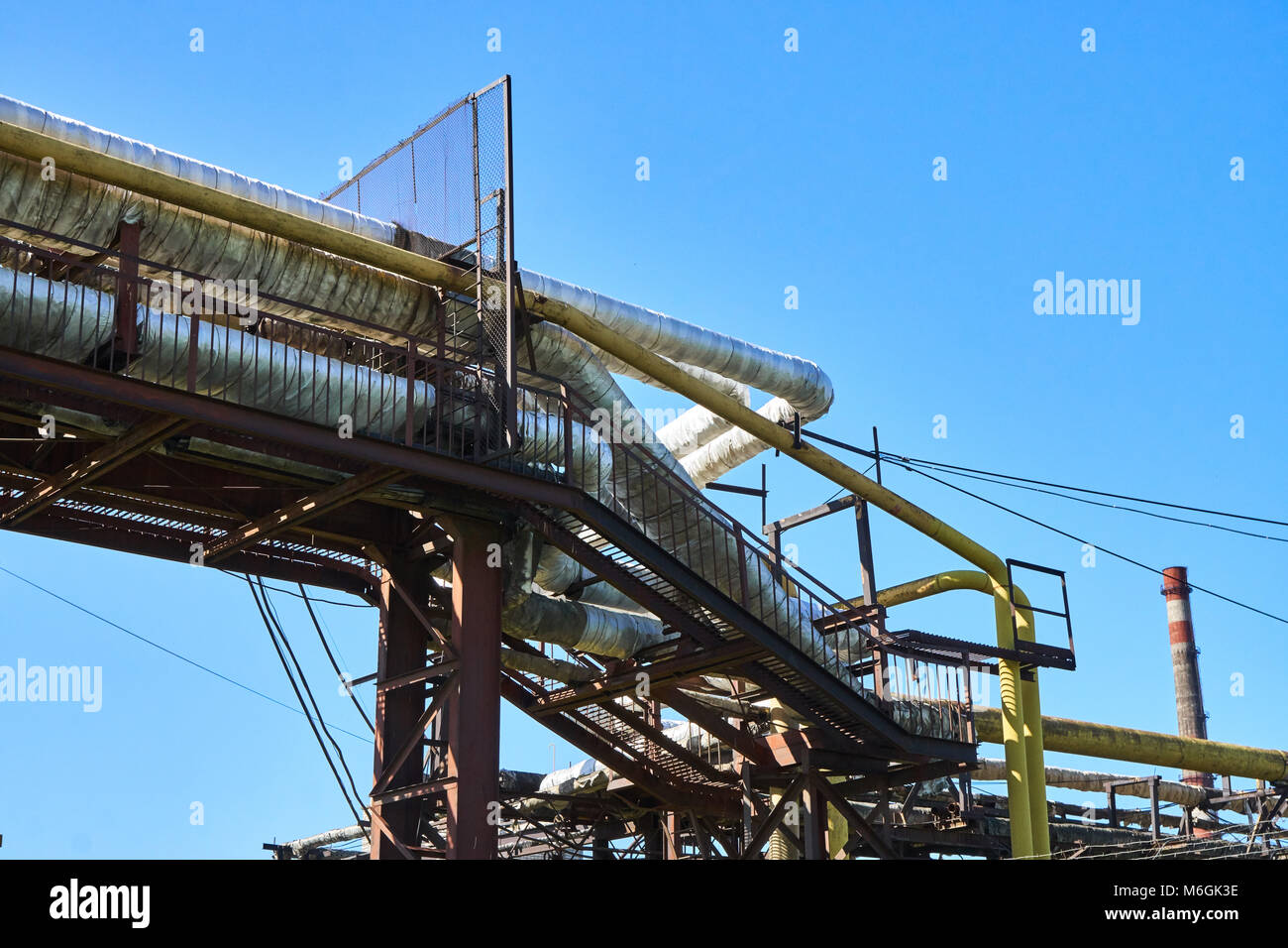 Bridge pipeline above ground heating duct of the metallurgical plant ...