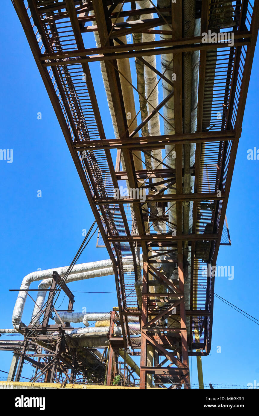 Bridge pipeline above ground heating duct of the metallurgical plant ...