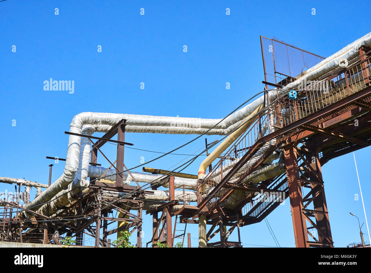Bridge pipeline above ground heating duct of the metallurgical plant ...