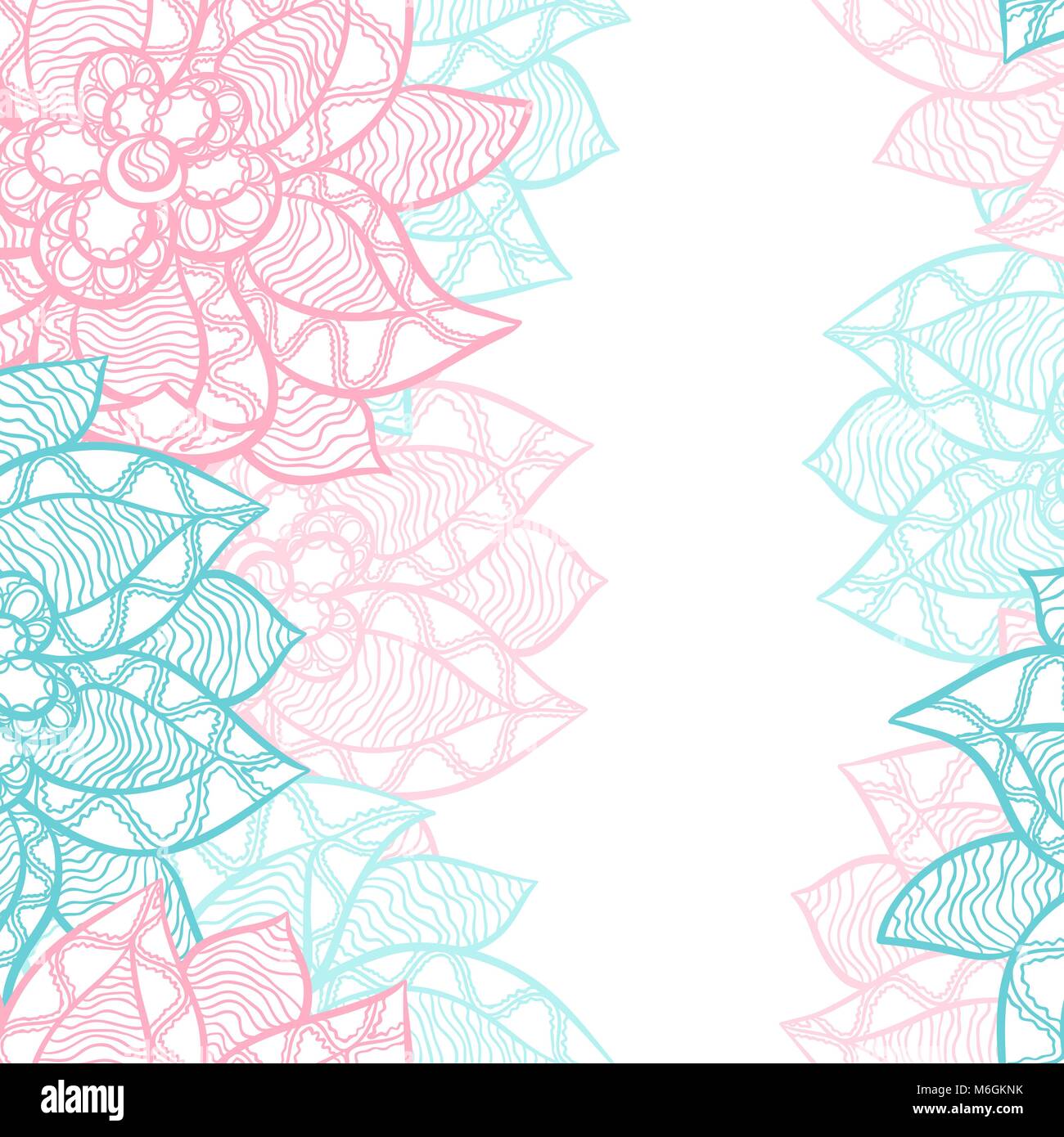 Floral border with abstract hand drawn flowers Stock Vector Image & Art ...