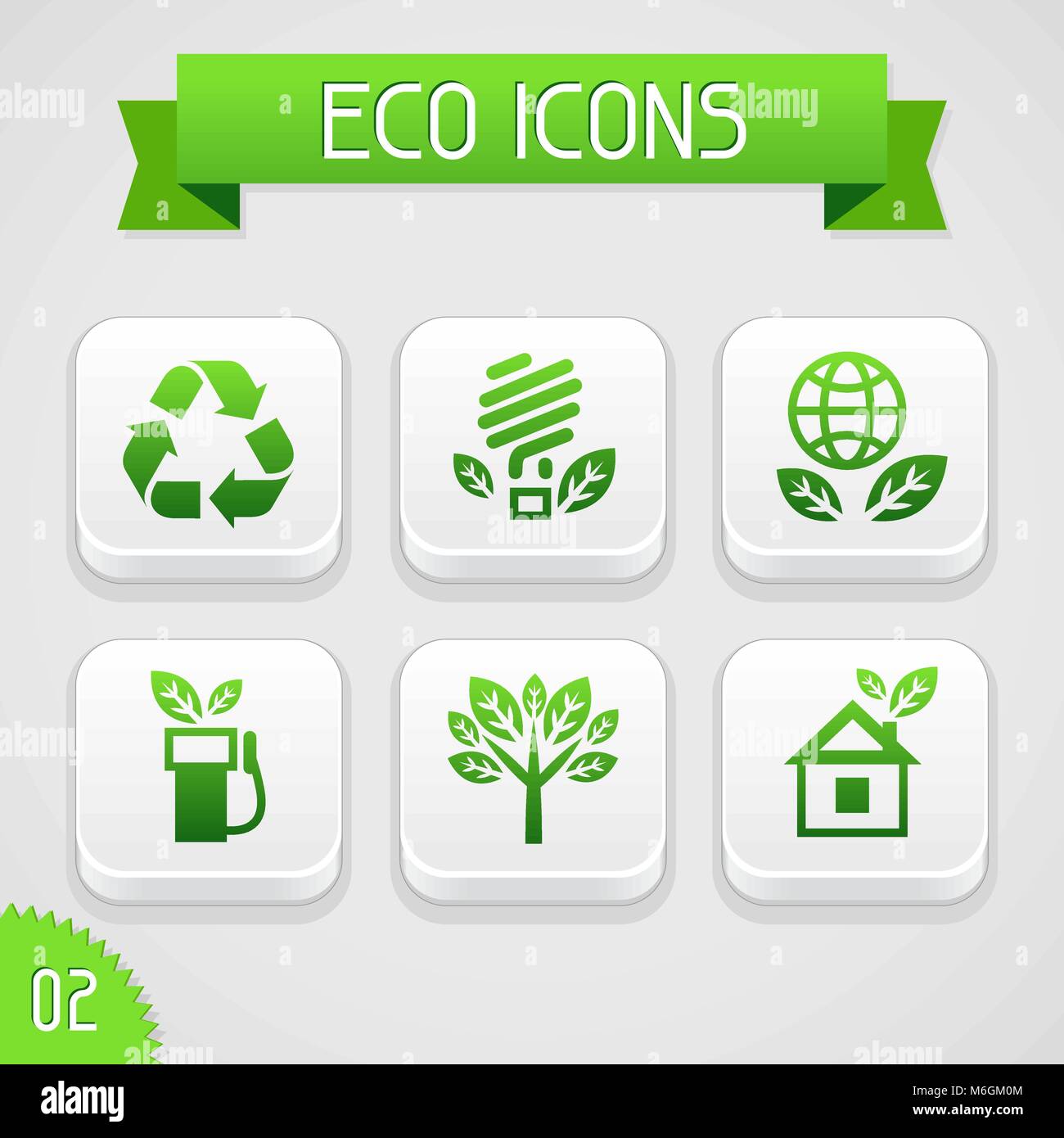 Collection of apps icons with eco elements. Set 2 Stock Vector Image ...