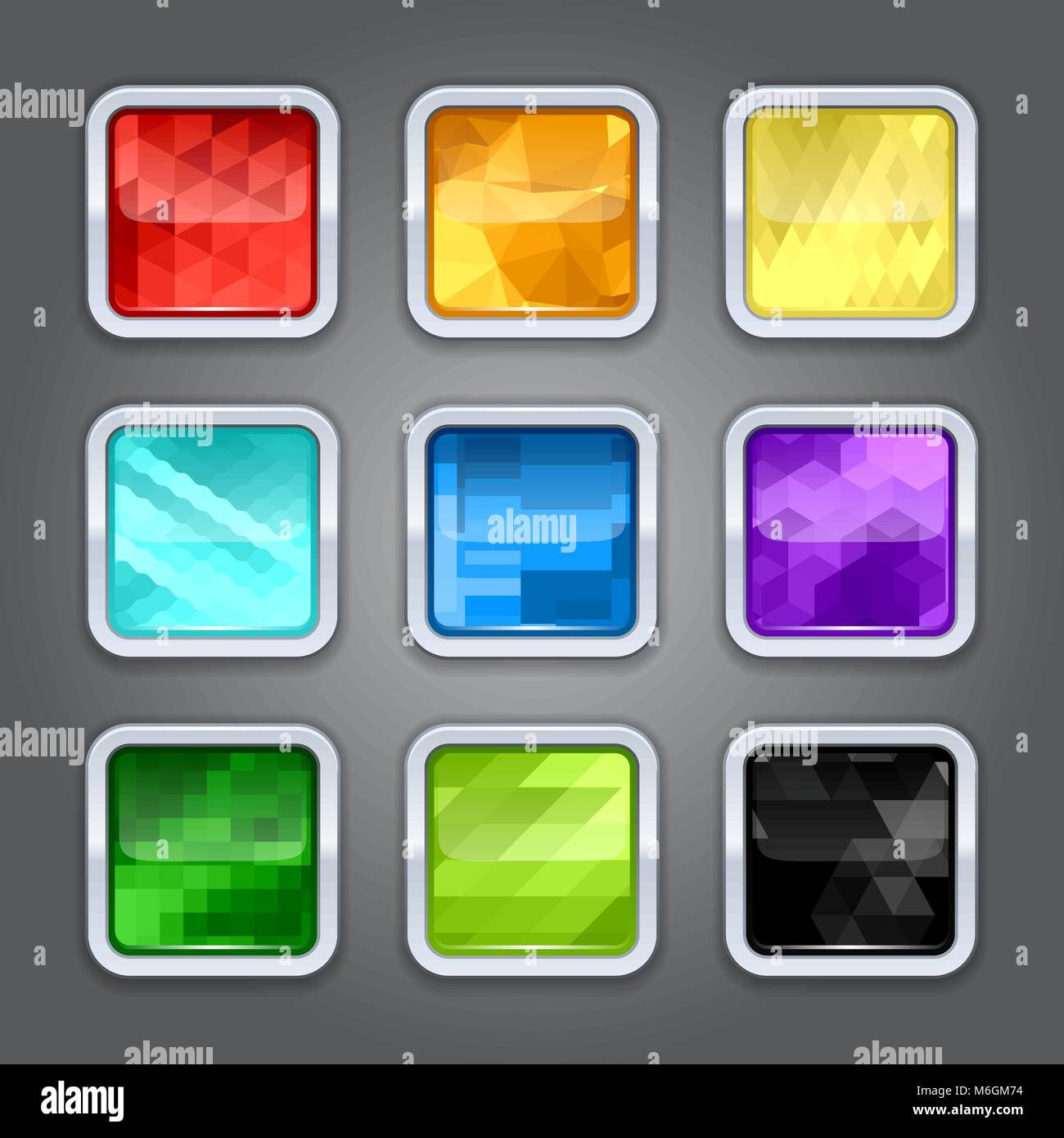 Set of backgrounds with metal border for the app icons Stock Vector ...