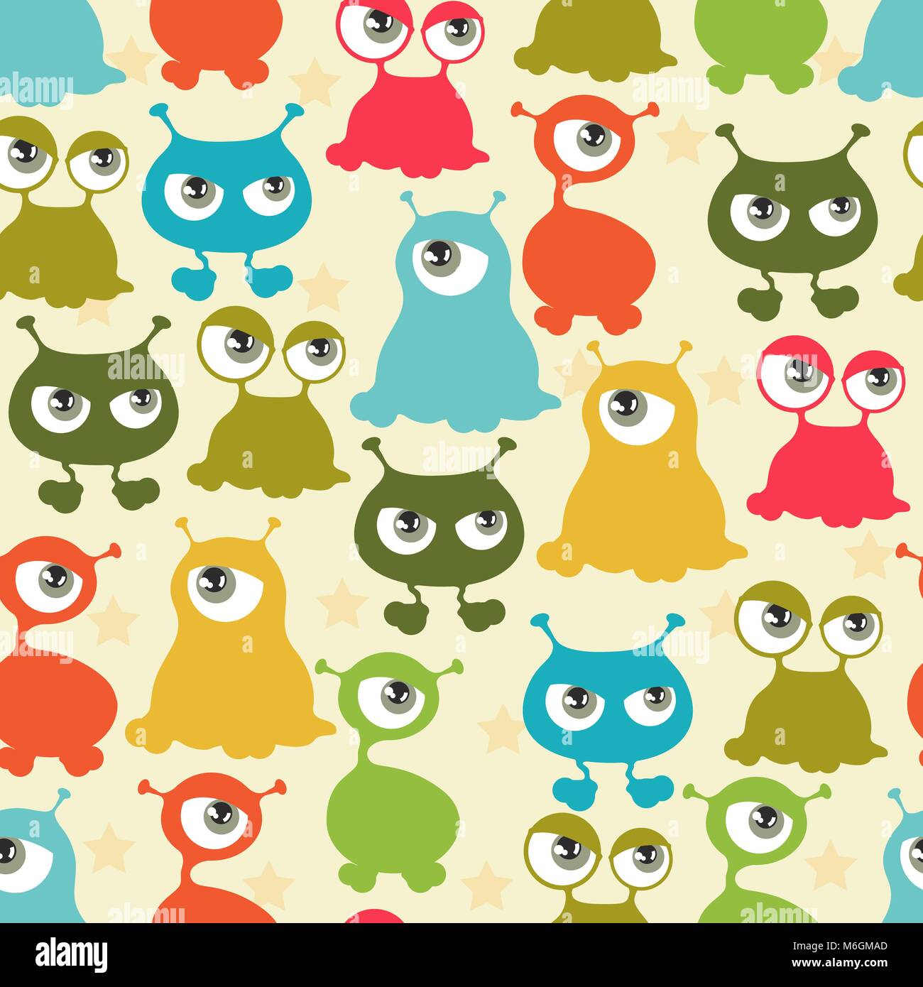 Abstract seamless pattern with cute monsters Stock Vector Image & Art ...