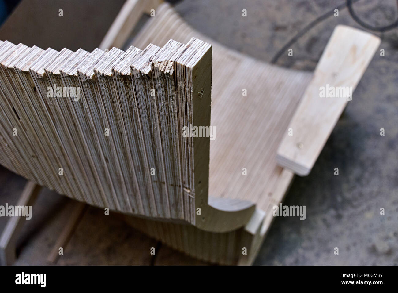 Prototype of a design wooden chair made of coniferous plywood in ...