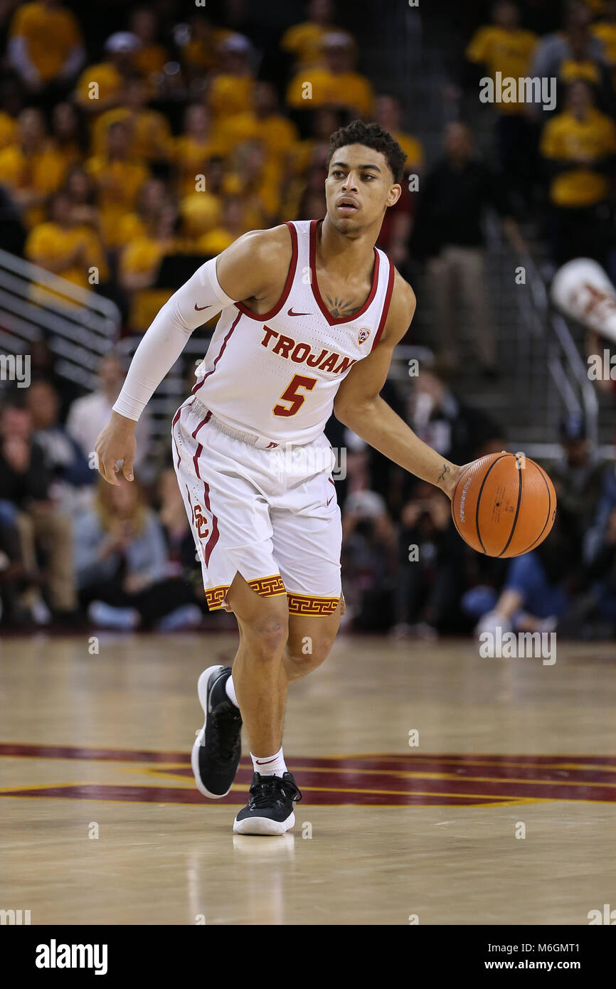LOS ANGELES, CA - March 3: USC Trojans guard Derryck Thornton (5) in a ...
