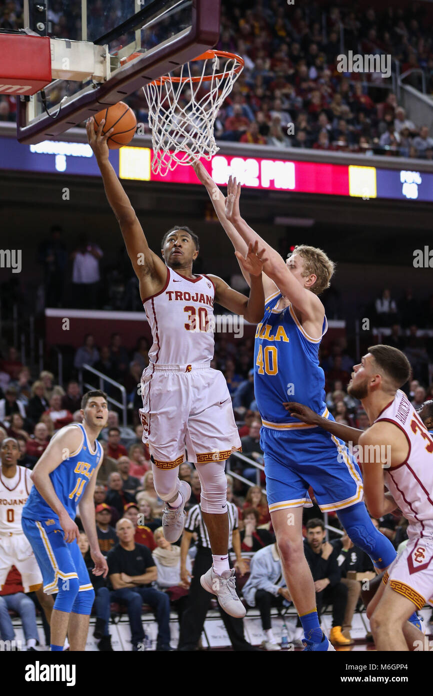 March 03, 2018: USC Trojans guard Elijah Stewart (30) attempts a lay up ...