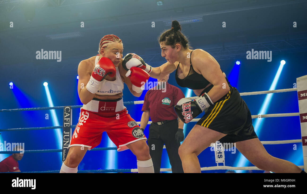Karlsruhe, Deutschland. 03rd Mar, 2018. Maria Lindberg (SVE) (rot ...