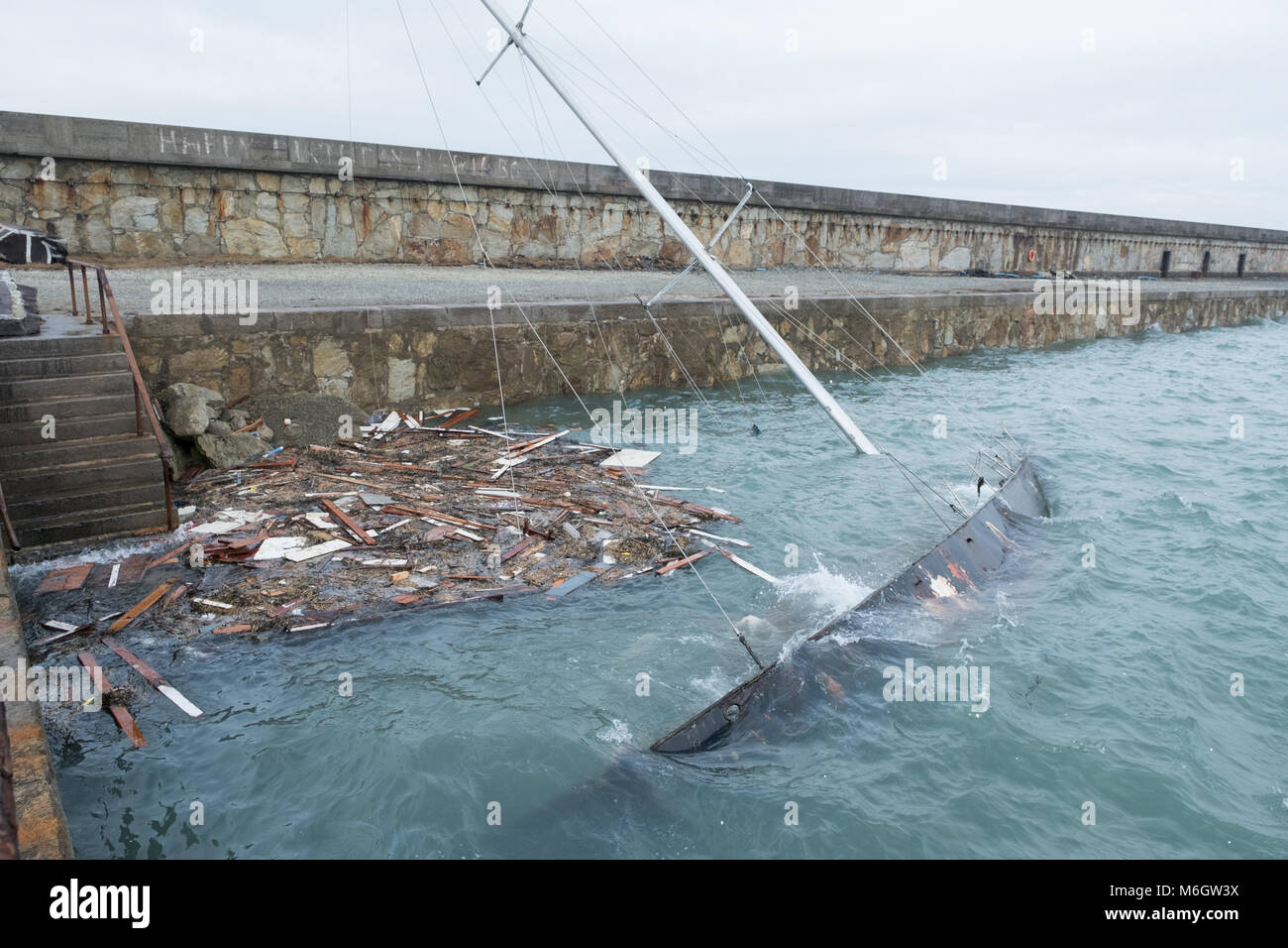 Up to 80 boats that where anchored at Holyhead marina in Anglesey ...