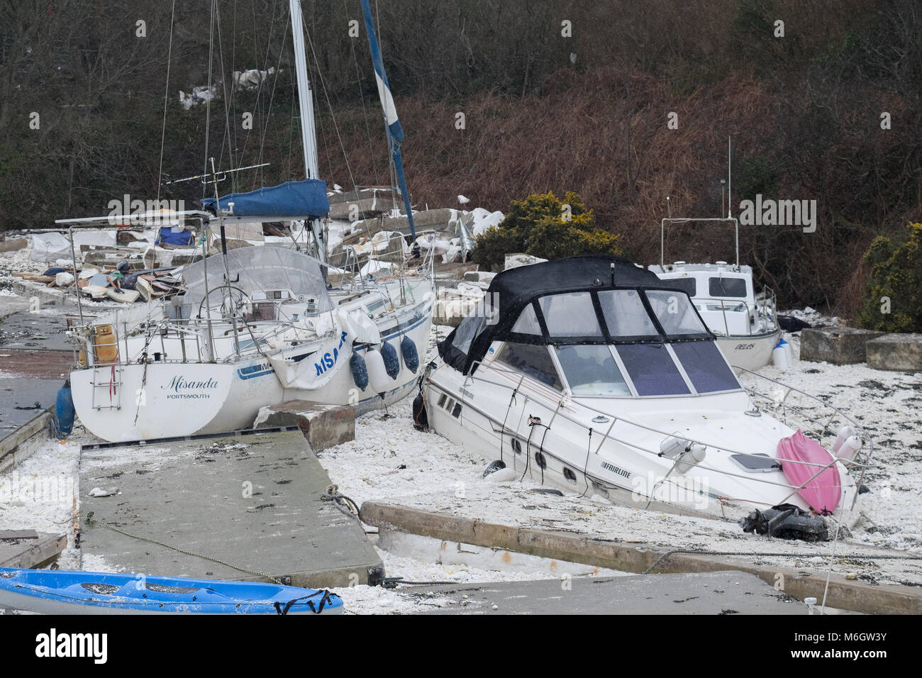 Up to 80 boats that where anchored at Holyhead marina in Anglesey ...