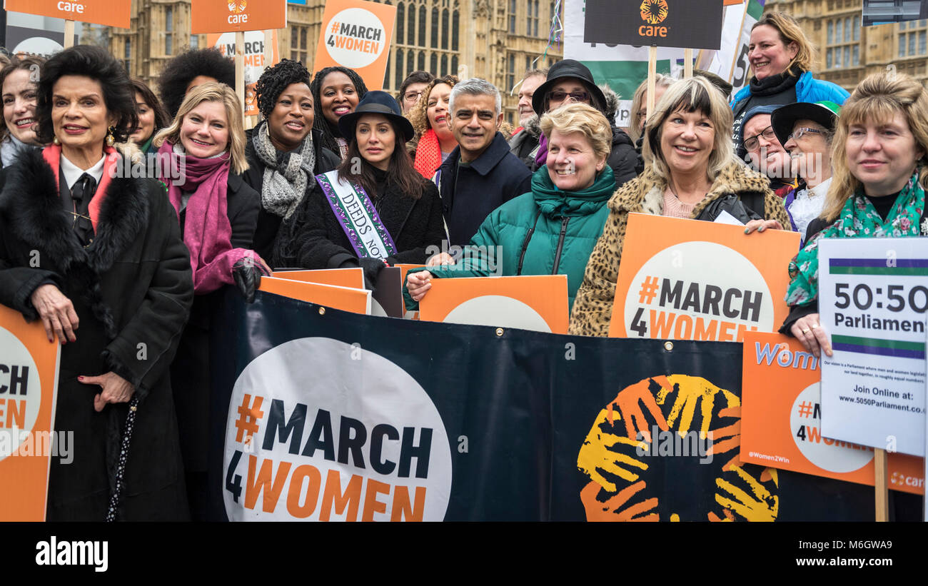 London, UK. 4 March 2018. Bianca Jagger, activist, Justine Greening, MP ...