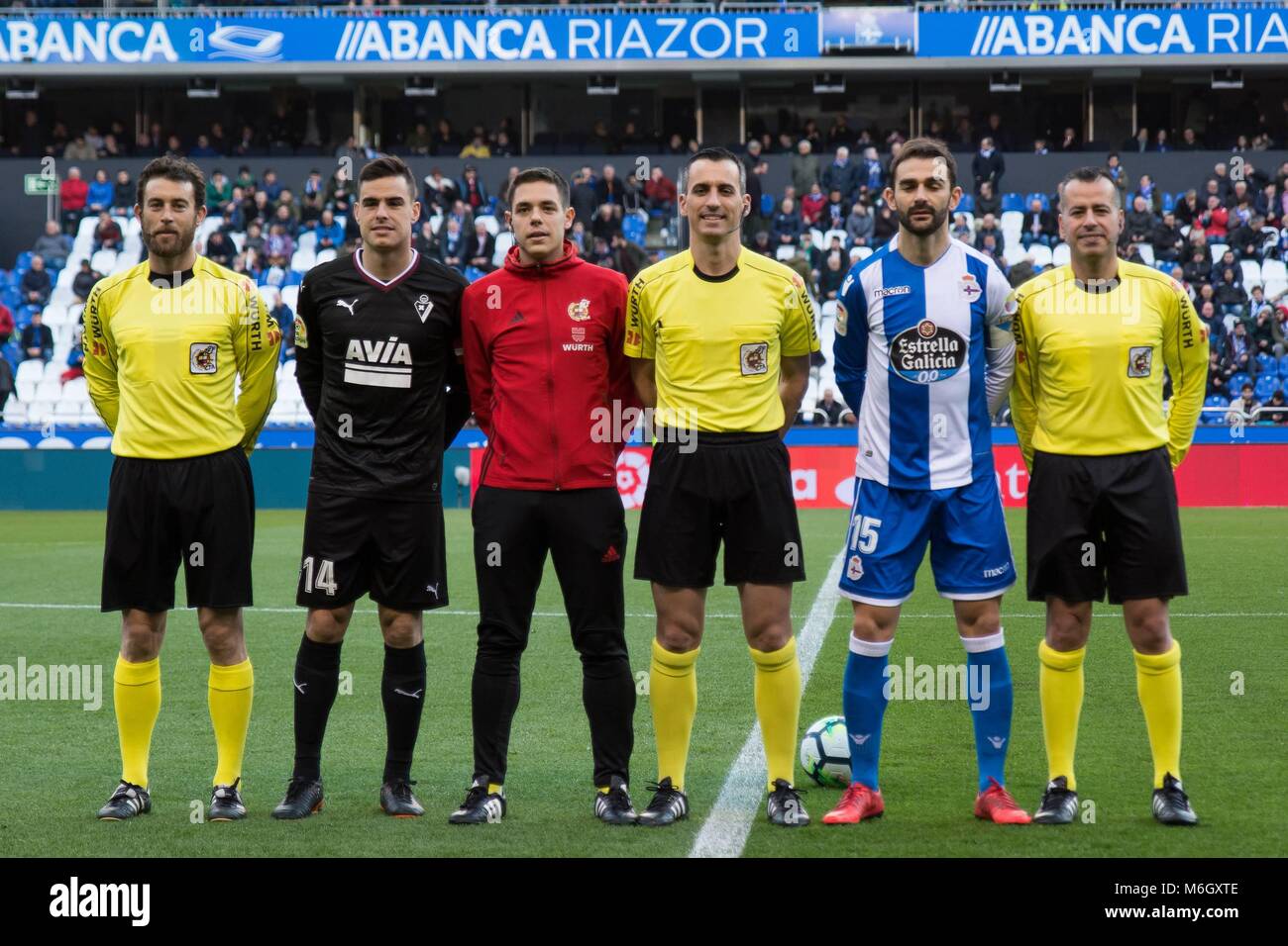 deportivo's captain adrian lopez and eibar's captain dani garcia in ...