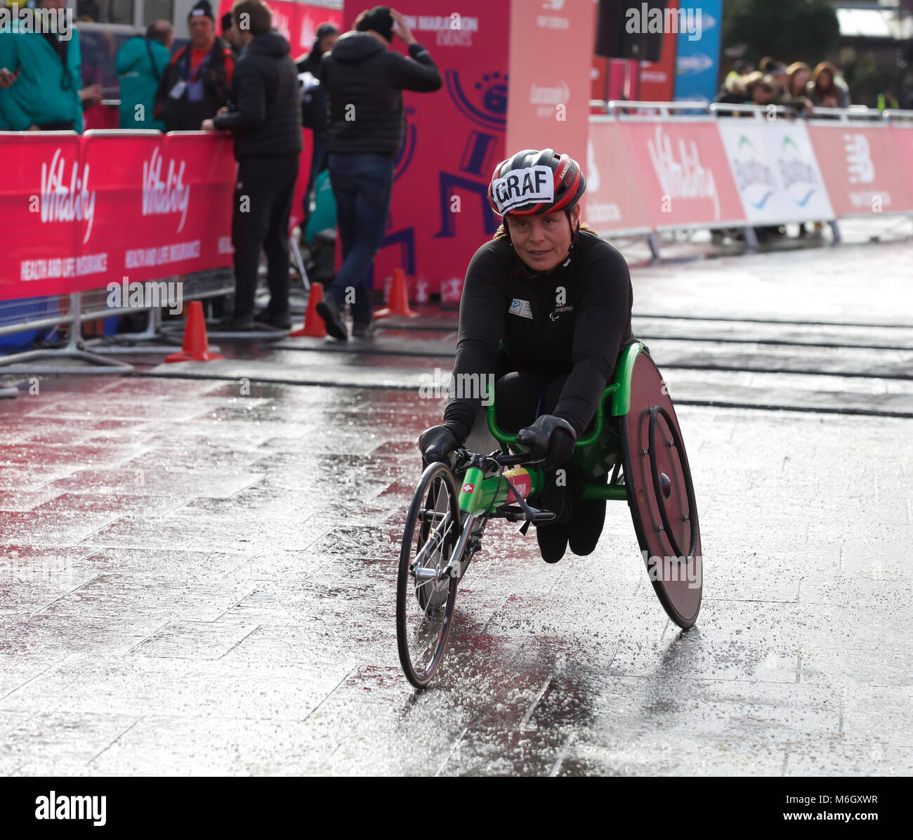 Greenwich, UK, 4th March 2018,Manuela Schar won the Female wheelchair ...