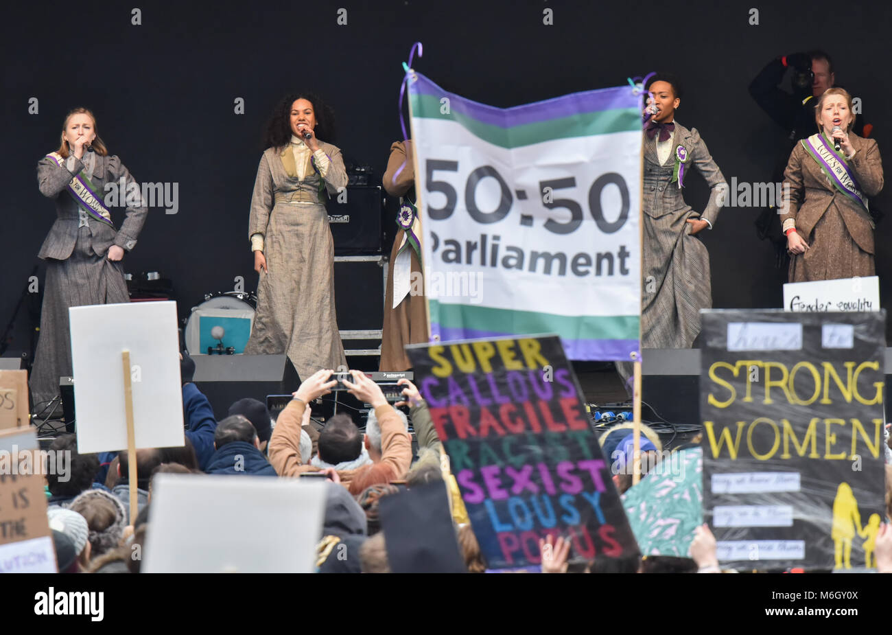 Westminster, London, UK. 4th March 2018. The annual March4Women march ...