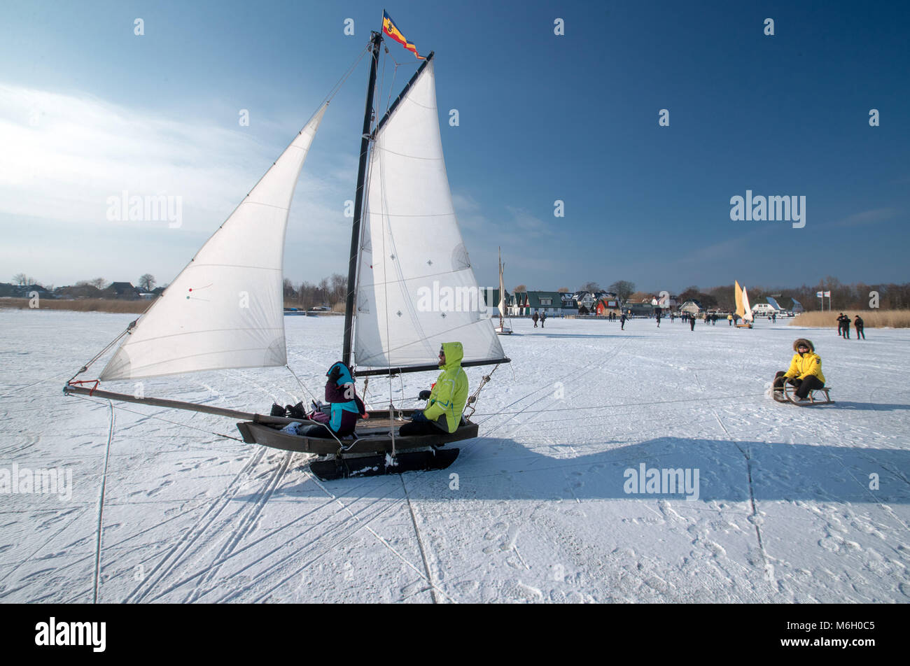 04 March 2018, Germany, Althagen: Sailors start their tour with an ...