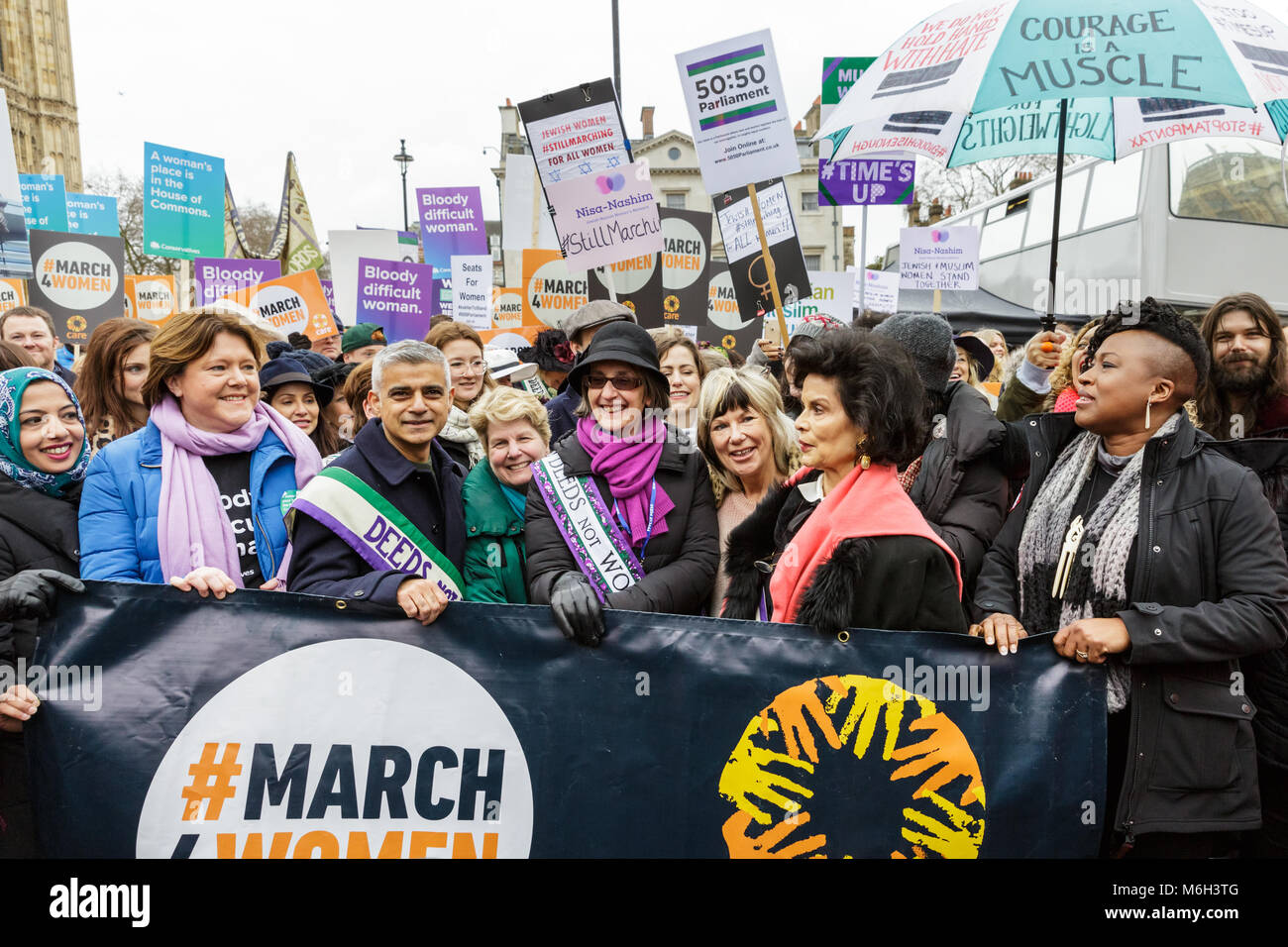 Westminster, London, 4th March 2018. Mayor Sadiq Khan leads the march ...