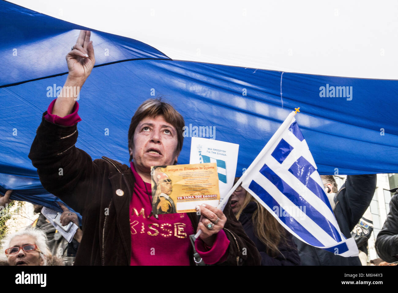 Athens, Greece. 4th Mar, 2018. A female protester seen during the ...
