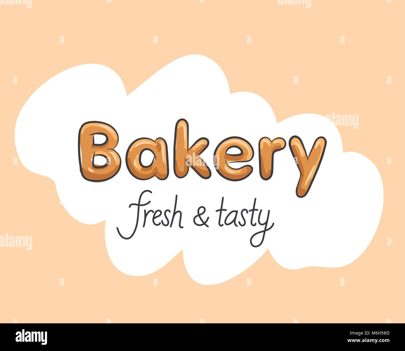 Bakery fresh and tasty handmade color lettering. Vector illustration ...