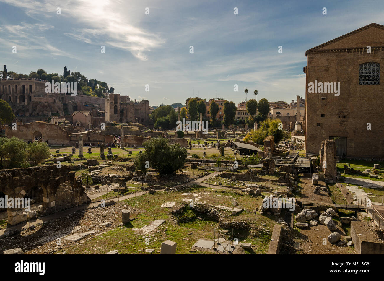view of the ruins of imperial fora in Rome Stock Photo - Alamy