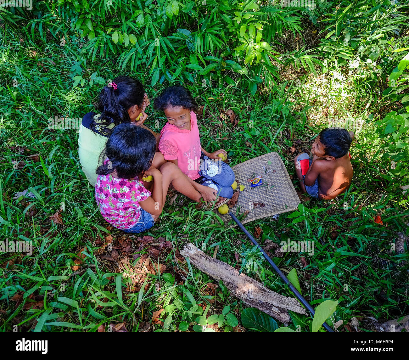 Palawan, Philippines - Apr 10, 2017. Children playing at countryside in ...
