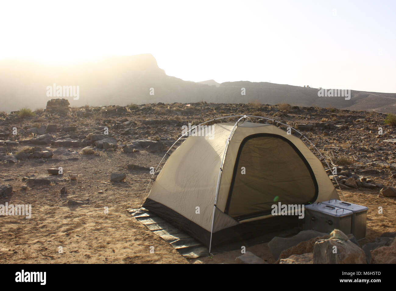 Camping in the desert with just the inner light tent. Beautiful barren ...