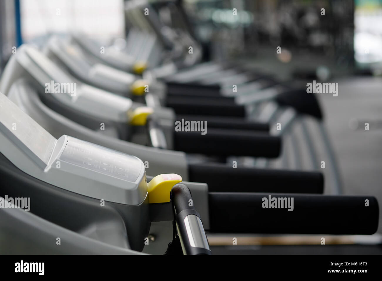 cropped shot of treadmill row with closeup Stock Photo - Alamy